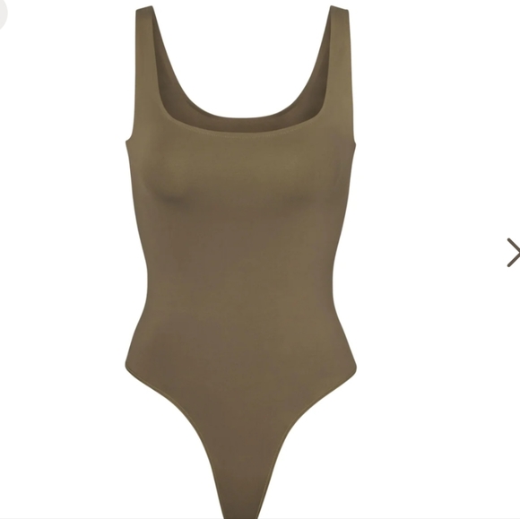 SKIMS | Tops | Skims Soft Smoothing Thong Bodysuit Army Green | Poshmark
